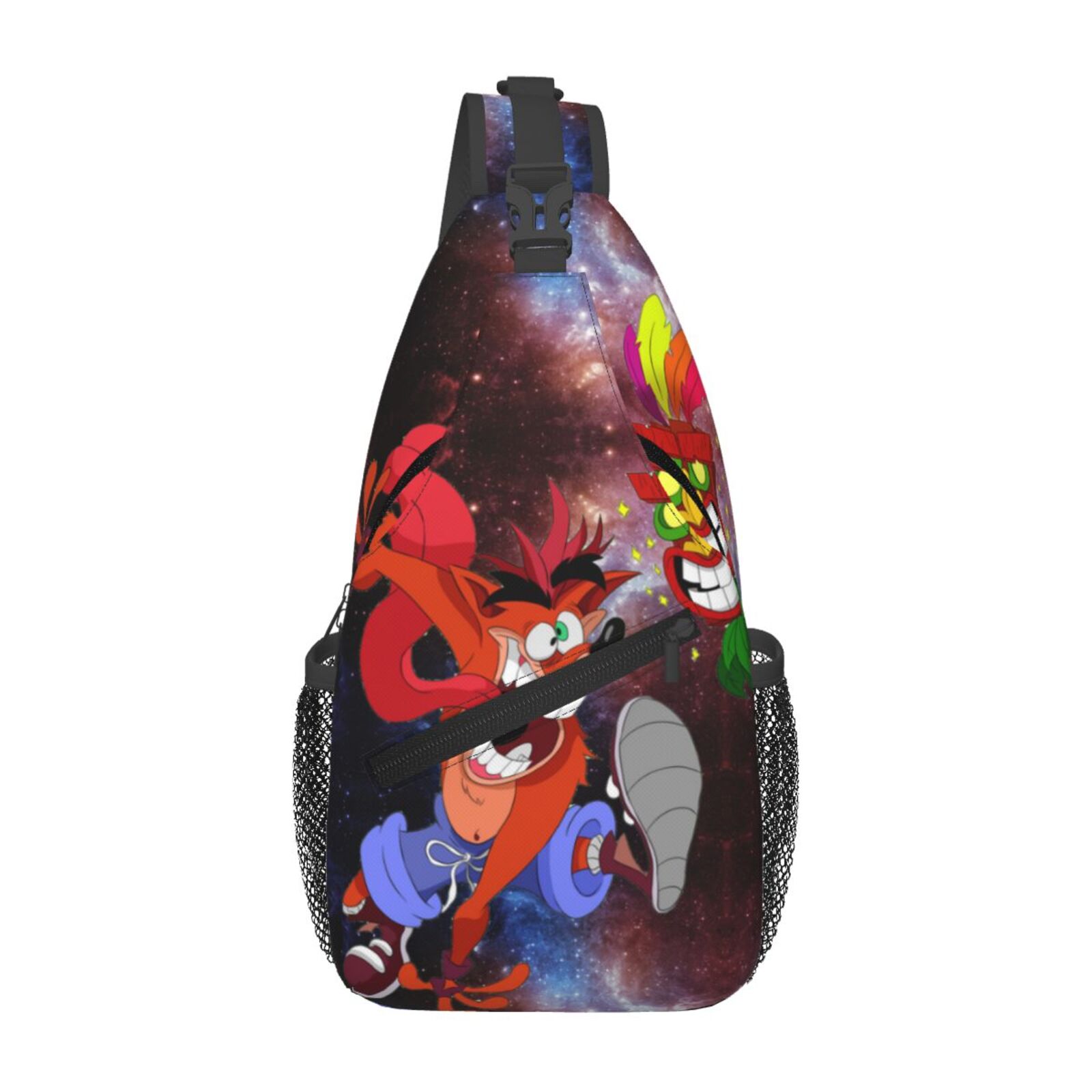 Crash Bandicoot Cartoon Sling Backpack Crossbody Chest Bag Daypack Mens ...