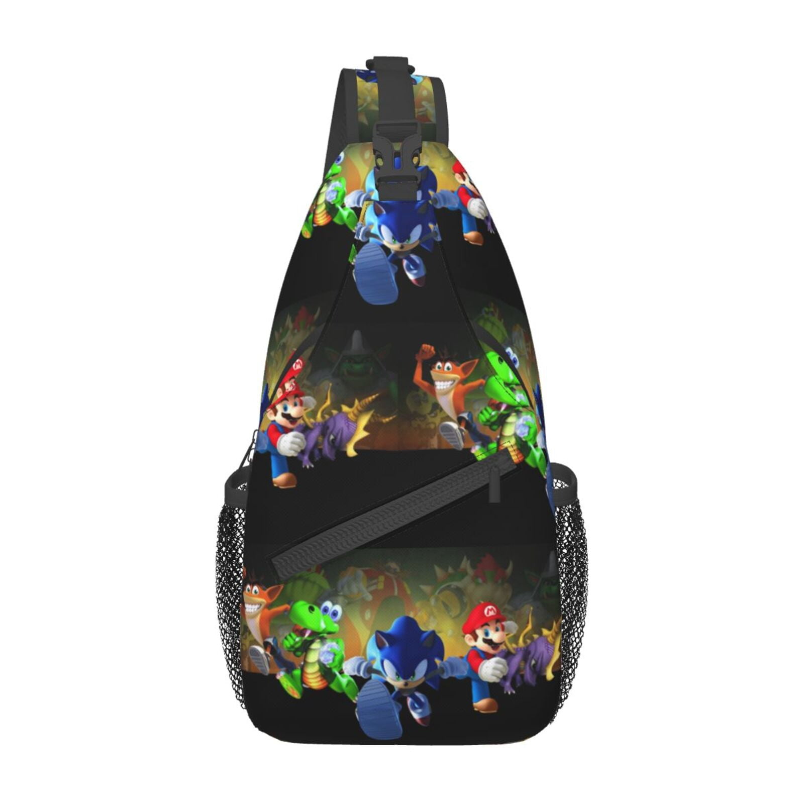 Crash Bandicoot Cartoon Sling Backpack Crossbody Chest Bag Daypack Mens ...