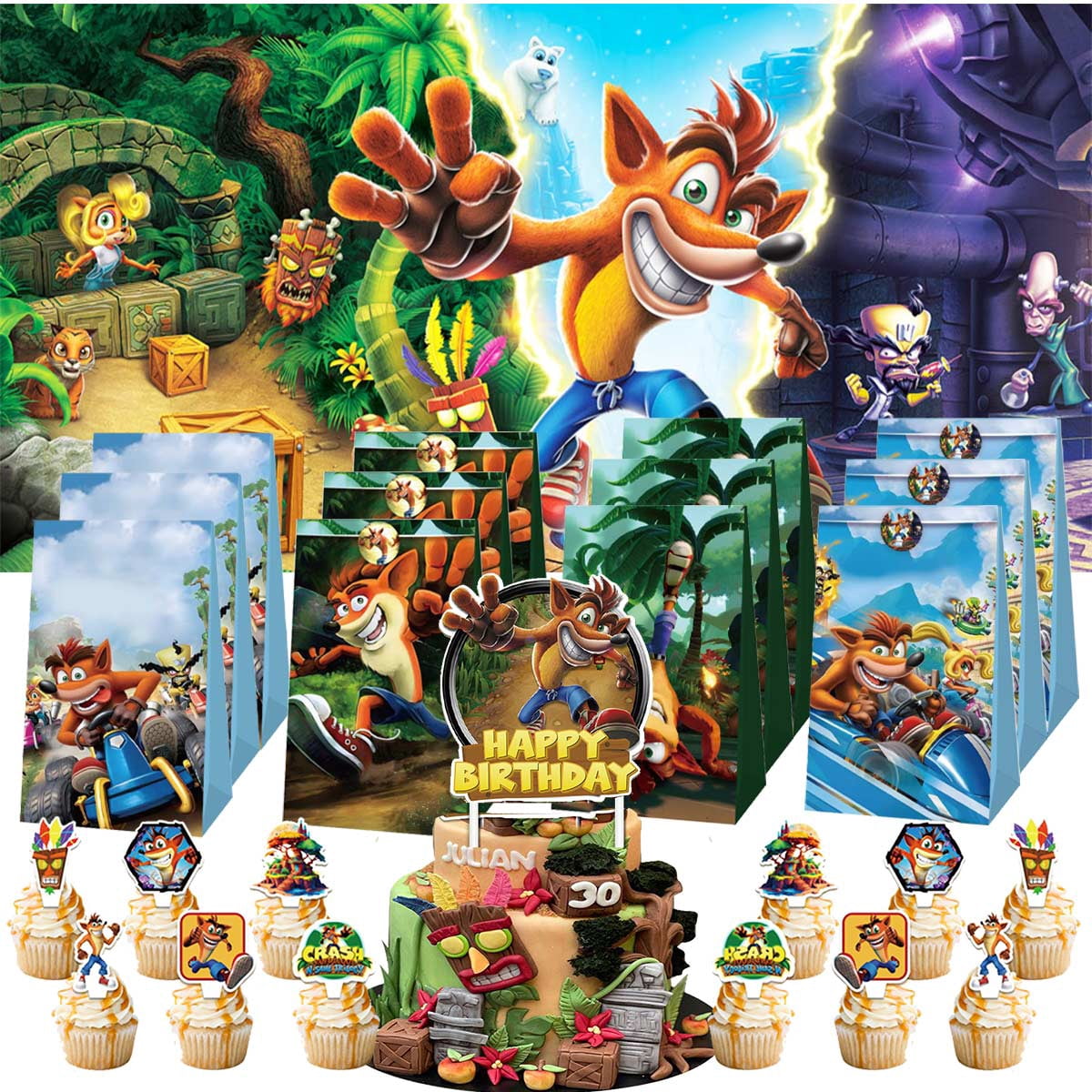Crash Bandicoot Goodie Bags Treat Candy Decorations Party Favor ...