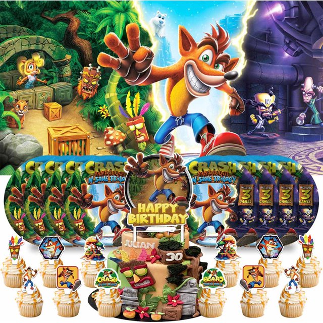 Crash Bandicoot Party Decor Decorations Plates Movie Background Cake ...