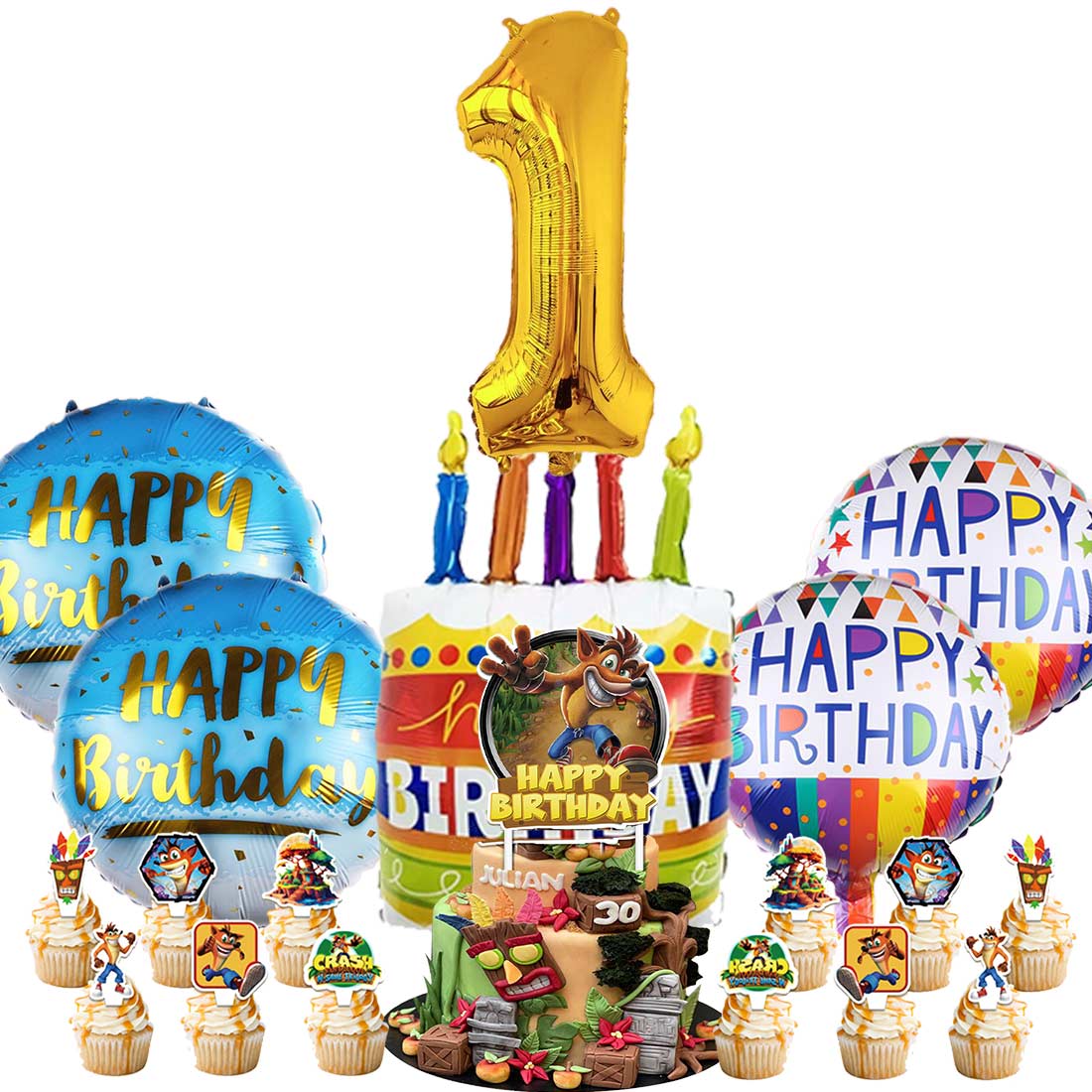 Crash Bandicoot Party Supplies 1st Decor Kit Balloons Birthday Cake ...