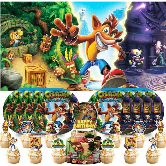 Crash Bandicoot Party Supplies Birthday Decorations Plates Banner Kids ...