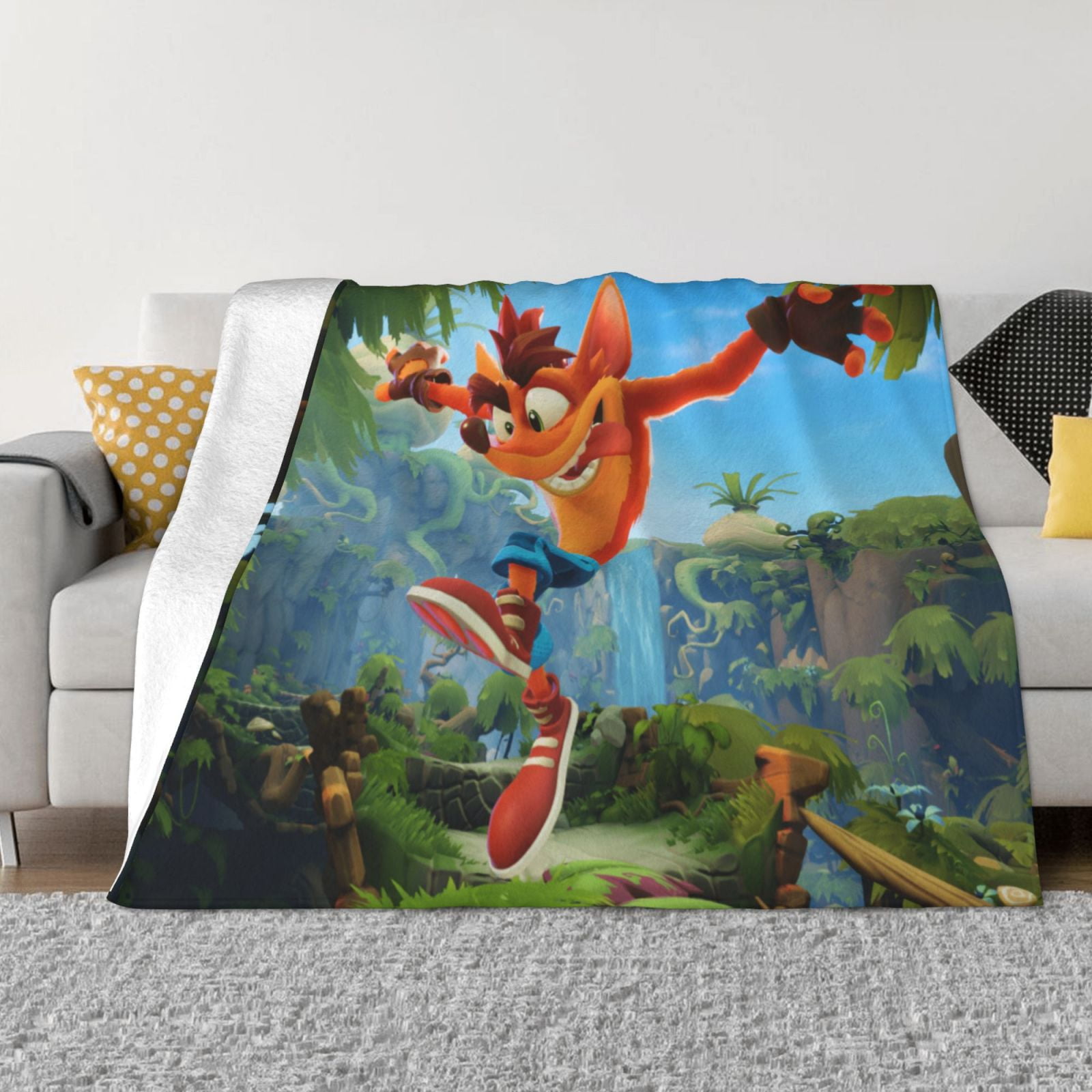 Crash Bandicoot Throw Blanket Couch Bed Sofa Soft Lightweight Warm Cozy Flannel Fleece Bed ...