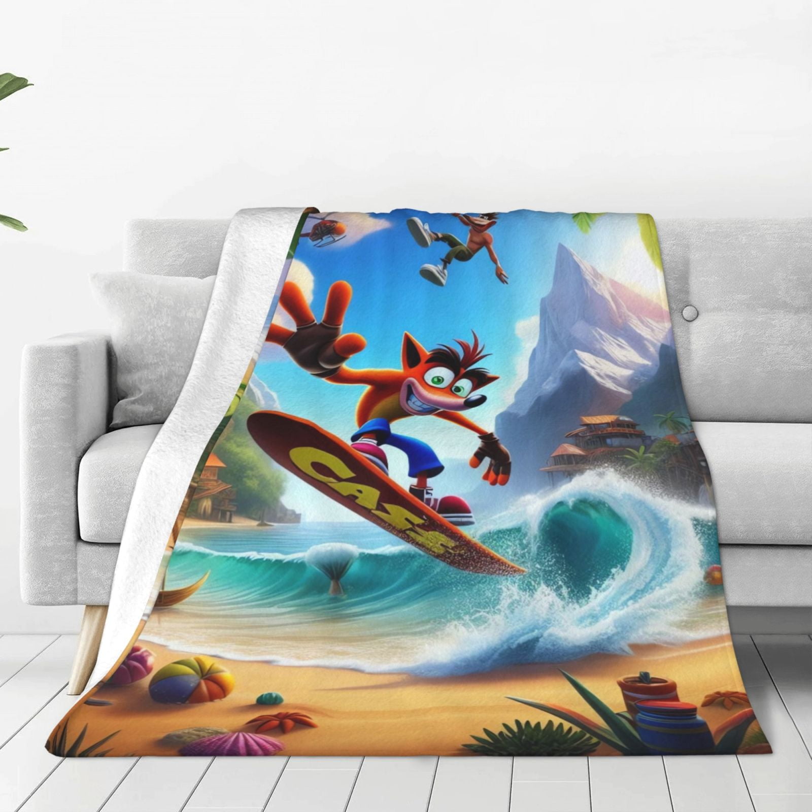 Crash Bandicoot Throw Blanket Couch Bed Sofa Soft Lightweight Warm Cozy Flannel Fleece Bed ...