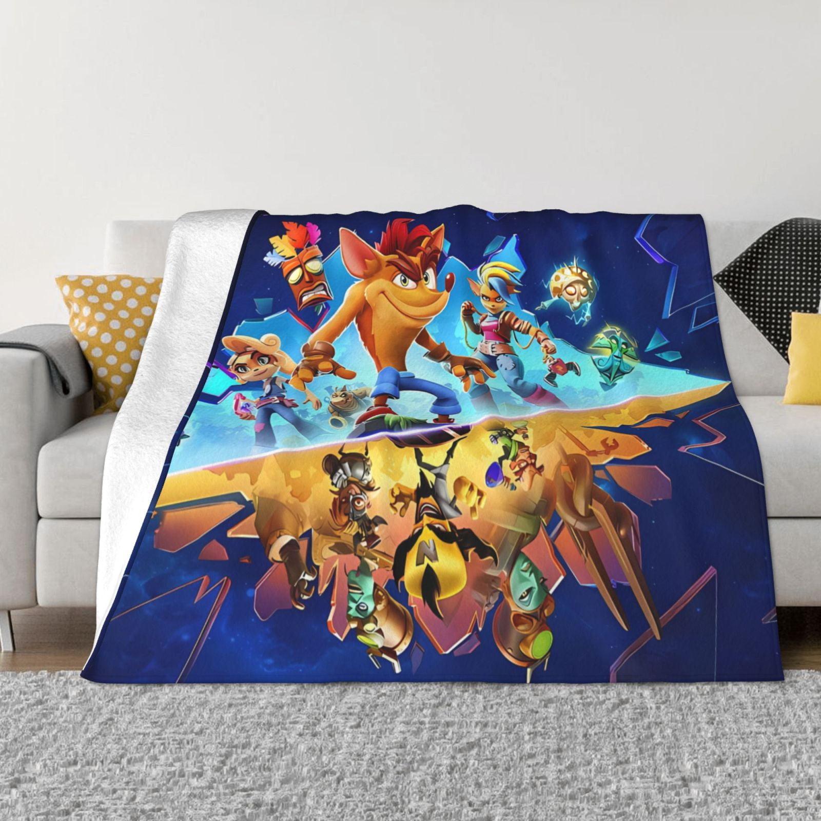 Crash Bandicoot Throw Blanket Couch Bed Sofa Soft Lightweight Warm Cozy Flannel Fleece Bed ...