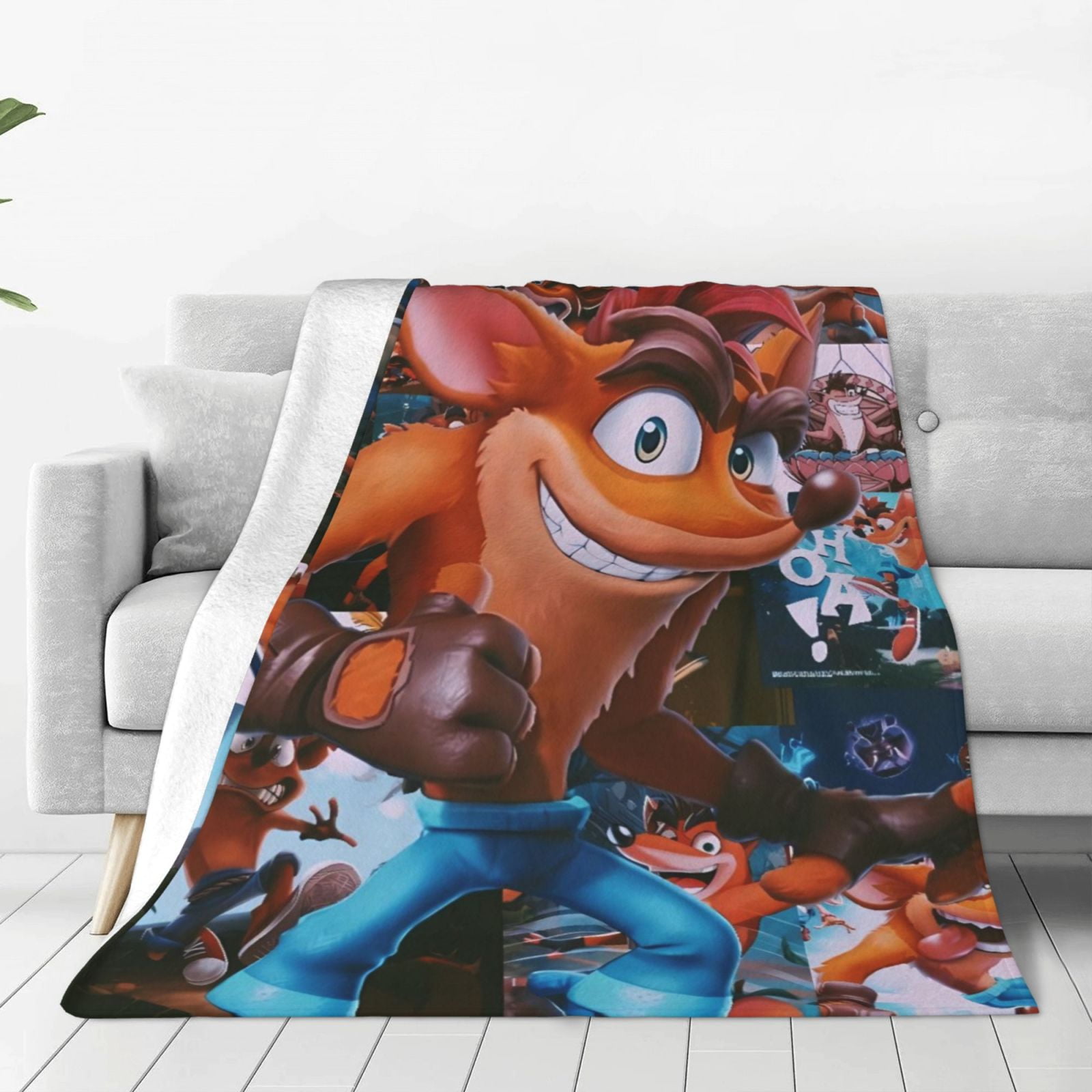 Crash Bandicoot Throw Blanket Couch Bed Sofa Soft Lightweight Warm Cozy Flannel Fleece Bed ...