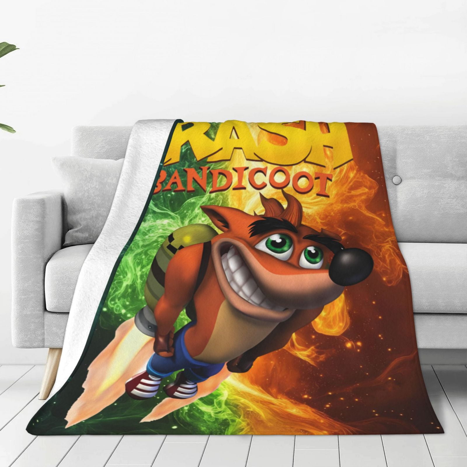 Crash Bandicoot Throw Blanket Couch Bed Sofa Soft Lightweight Warm Cozy Flannel Fleece Bed ...