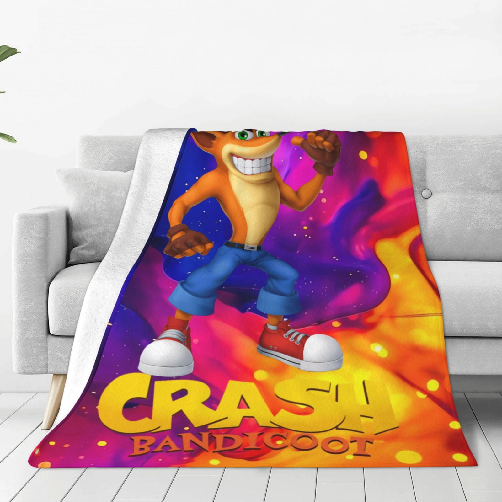 Crash Bandicoot Throw Blanket Couch Bed Sofa Soft Lightweight Warm Cozy Flannel Fleece Bed ...