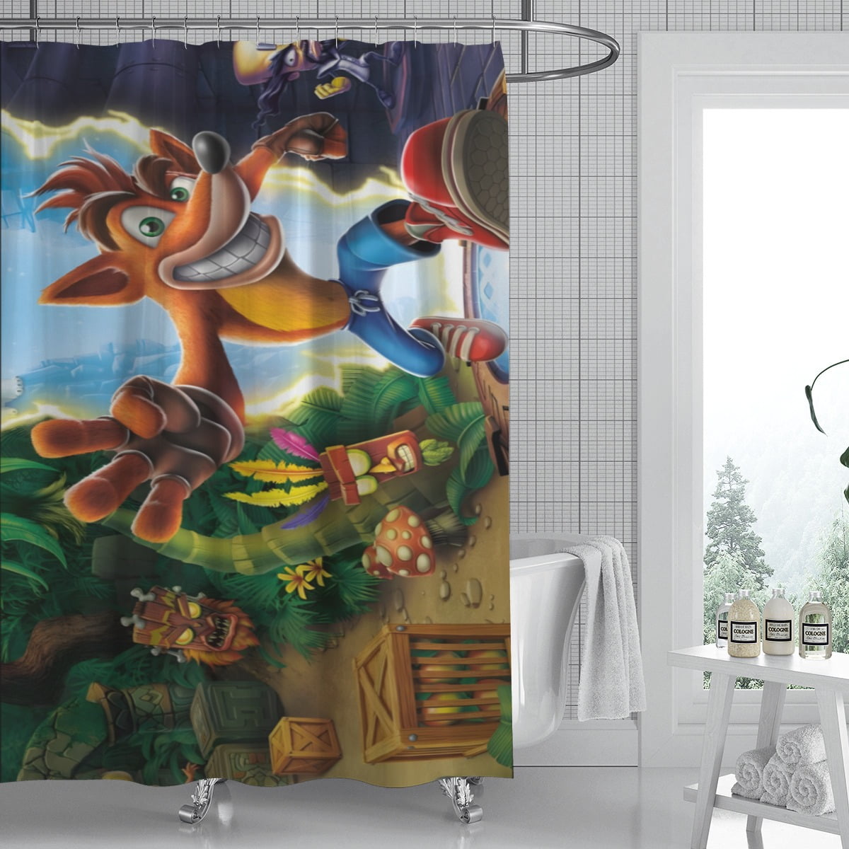 Crash Bandicoot shower curtain comes with an iconic design, waterproof ...
