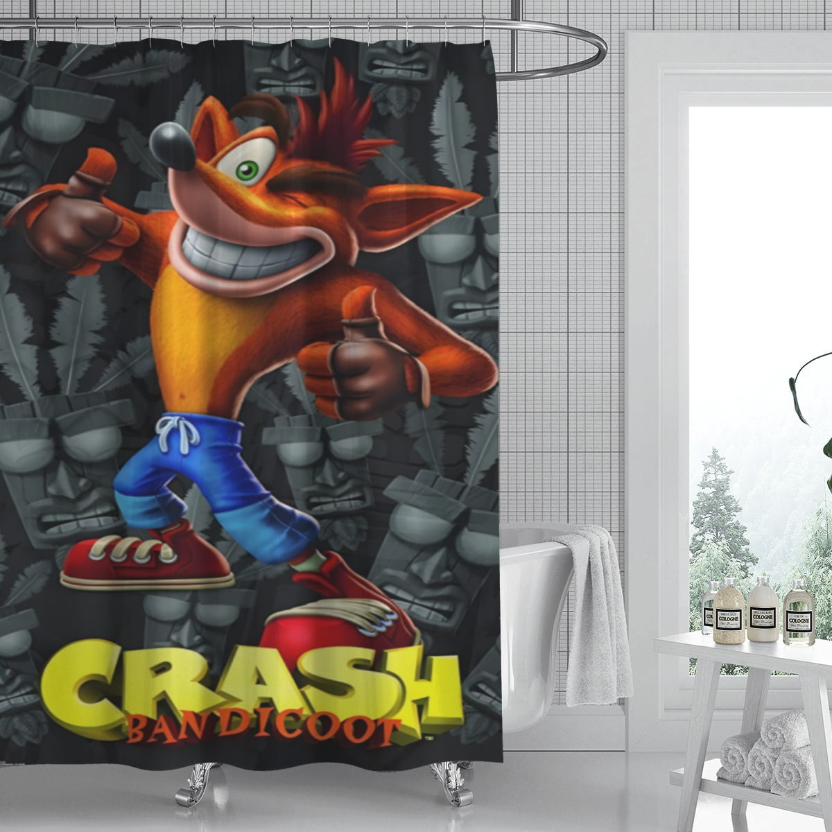Crash Bandicoot shower curtain showcases an iconic artwork, is ...
