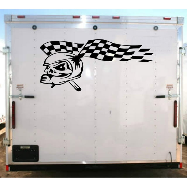 Crash Checkered Flag Decal Trailer Vinyl Decal Custom Text Trailer ...