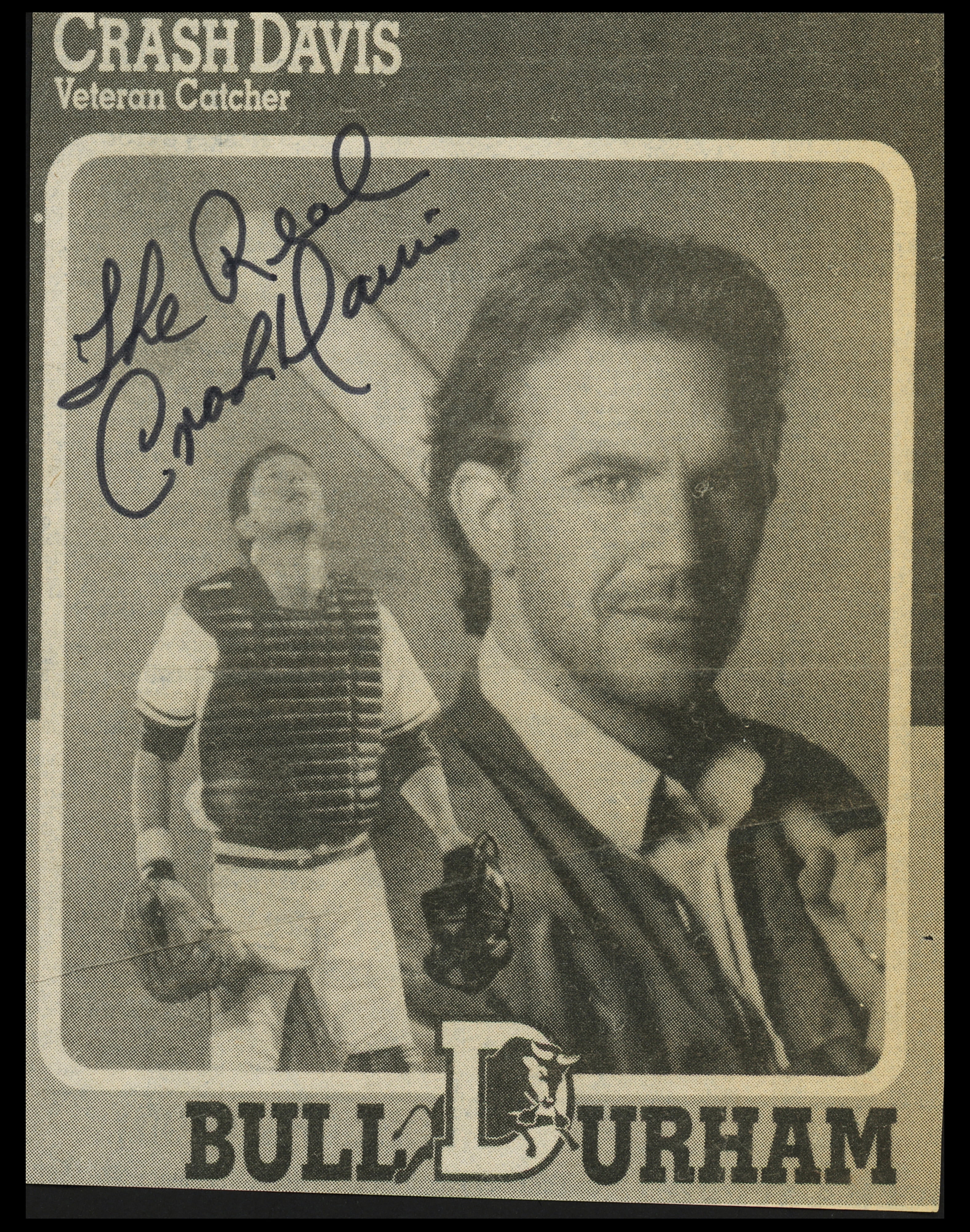 Crash Davis Autographed 4.5x5.5 Newspaper Page Photo Philadelphia A's ...