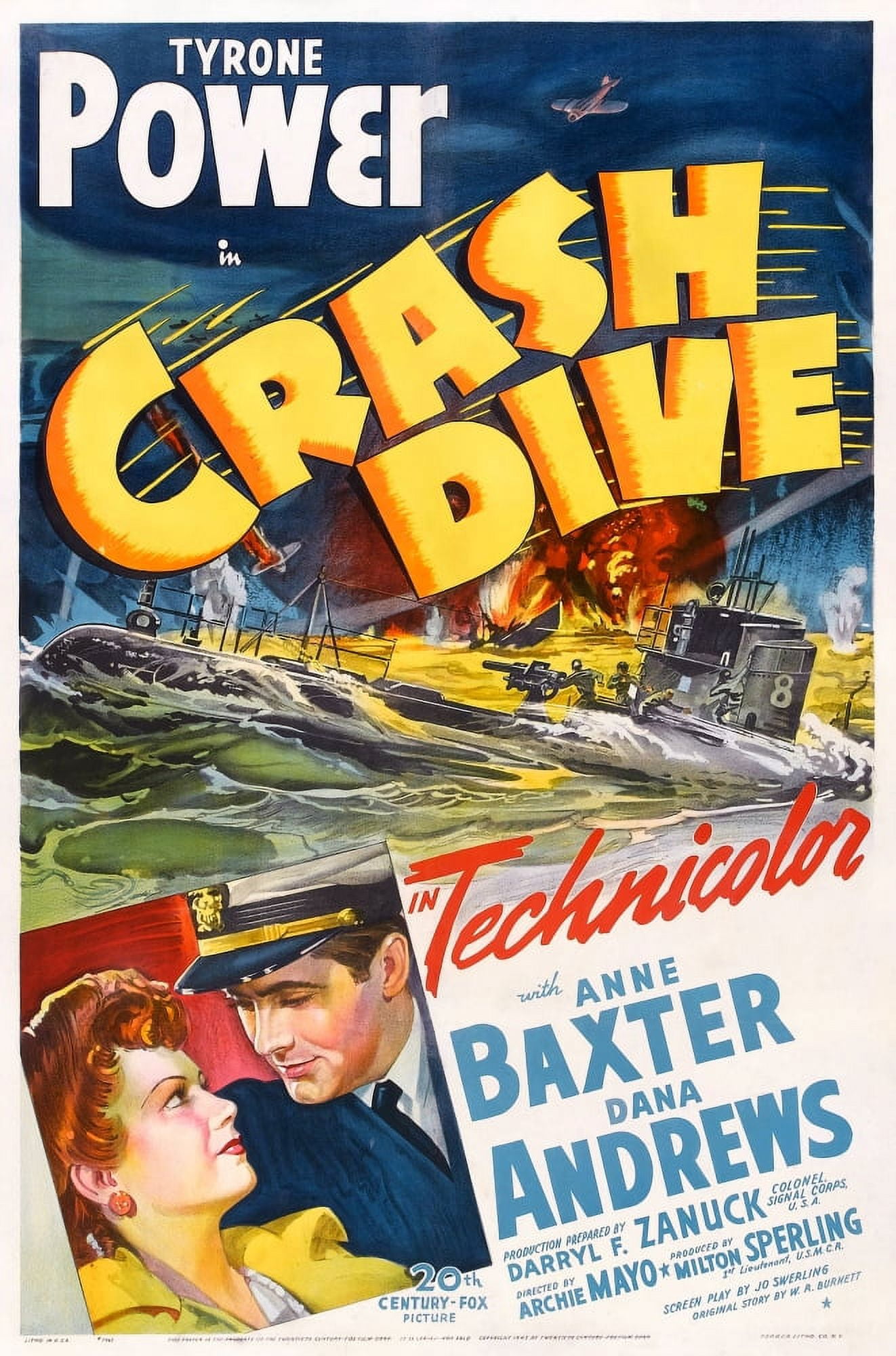 Crash Dive Us Poster Art Anne Baxter Tyrone Power 1943. Tm & Copyright ...
