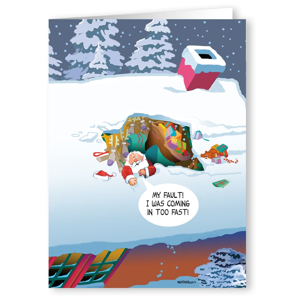 "Crash Landing" Santa, Reindeer and Sleigh - Funny Holiday Christmas ...