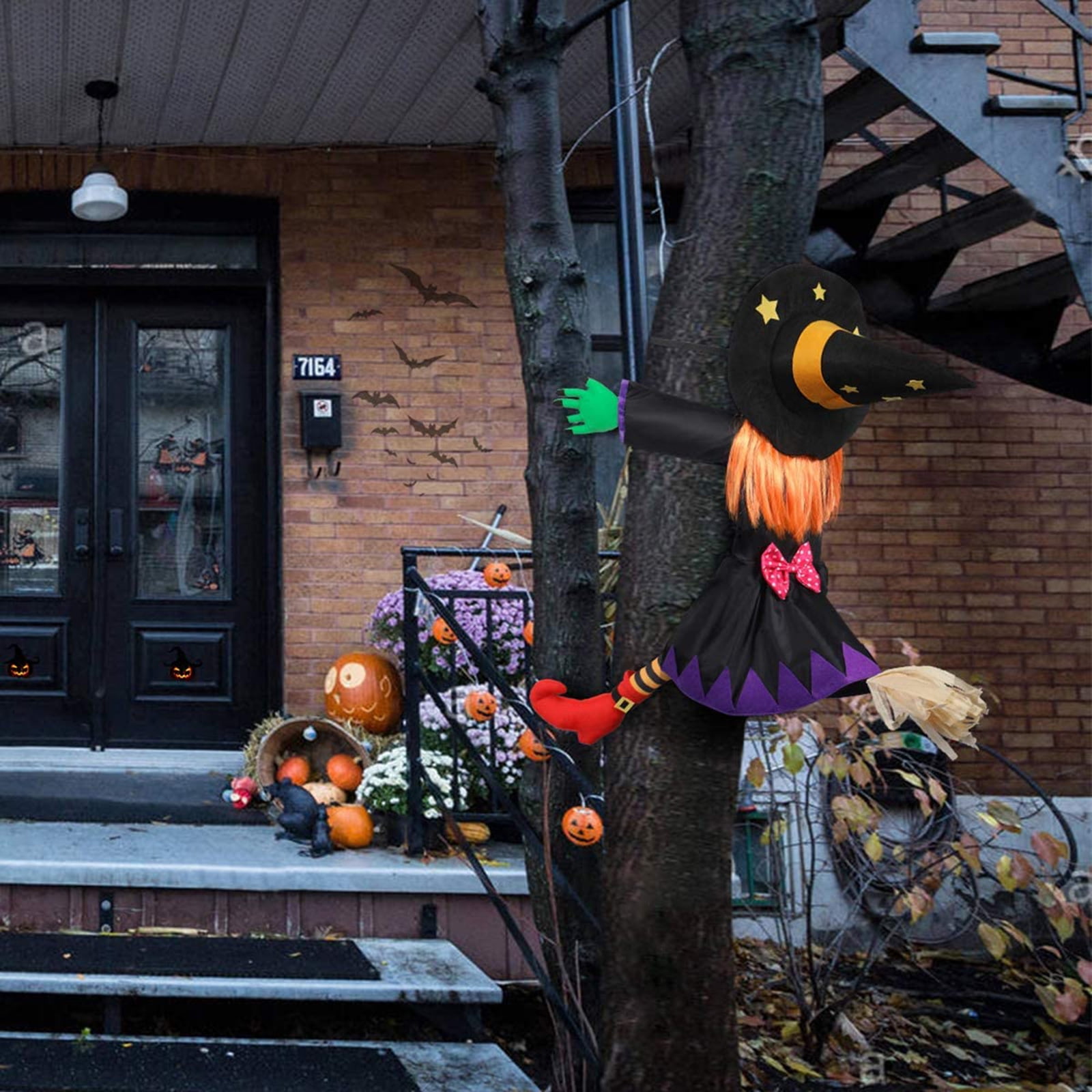Outdoor Crashing Witch Garden Halloween Decoration - Tree Decor for ...