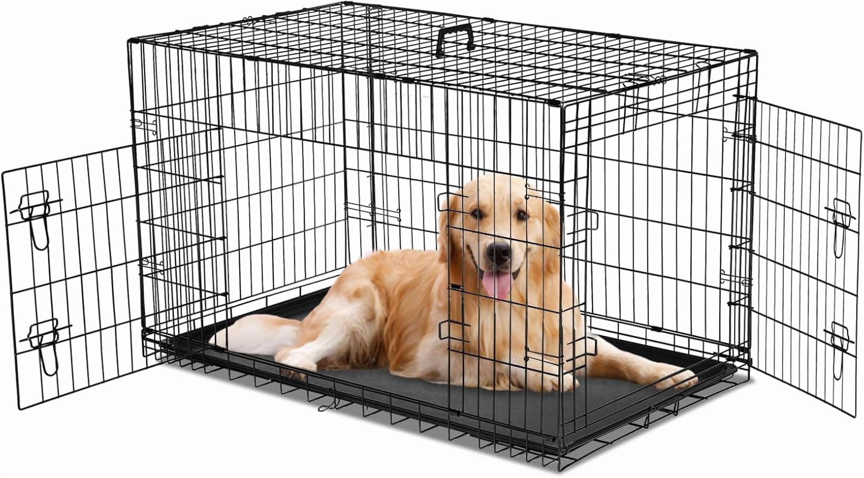 Crate - 36 Inch Medium Double Door Portable Cage, Wire Pet Kennel with ...