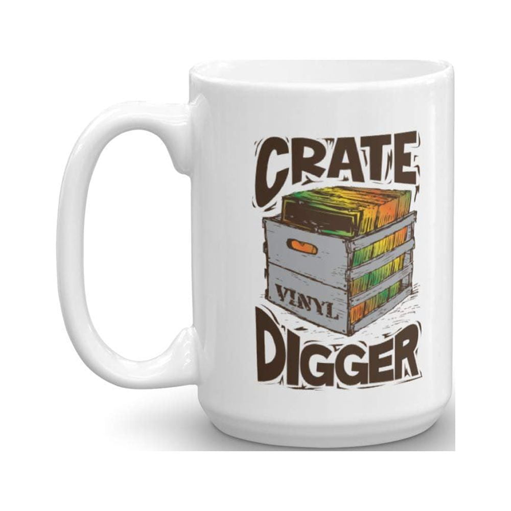 Crate Digger Graphic Vinyl Crate Art Coffee & Tea Gift Mug, Cup Décor ...