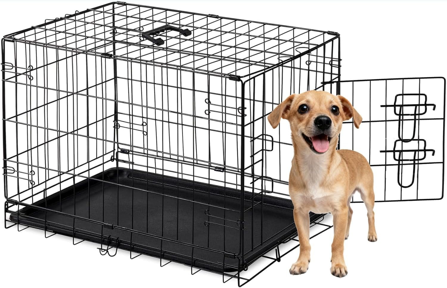 Crate - Single Door 30 Inch Portable Puppy Cage, Wire Pet Kennel with ...
