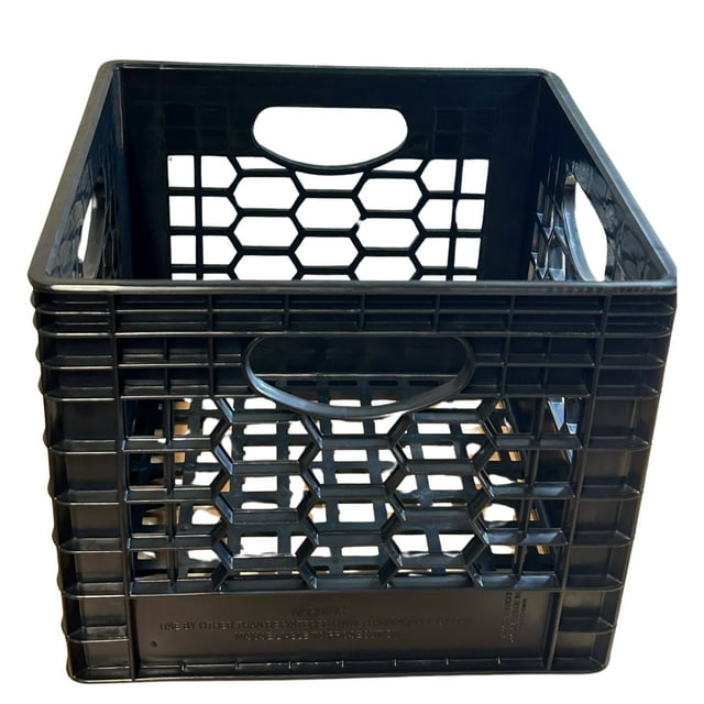 CrateMate Heavy-Duty Black Milk Crates for Storage, Organization ...