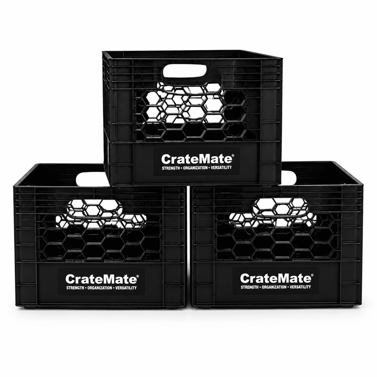 CrateMate Heavy Duty Black Milk Crates for Storage, Organization ...