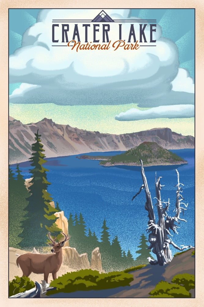 Crater Lake National Park, Lithograph National Park Series (24x36 ...