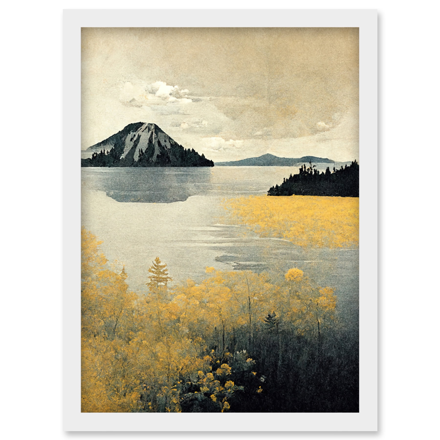 Crater Lake National Park Oregon Illustration Artwork Framed Wall Art ...