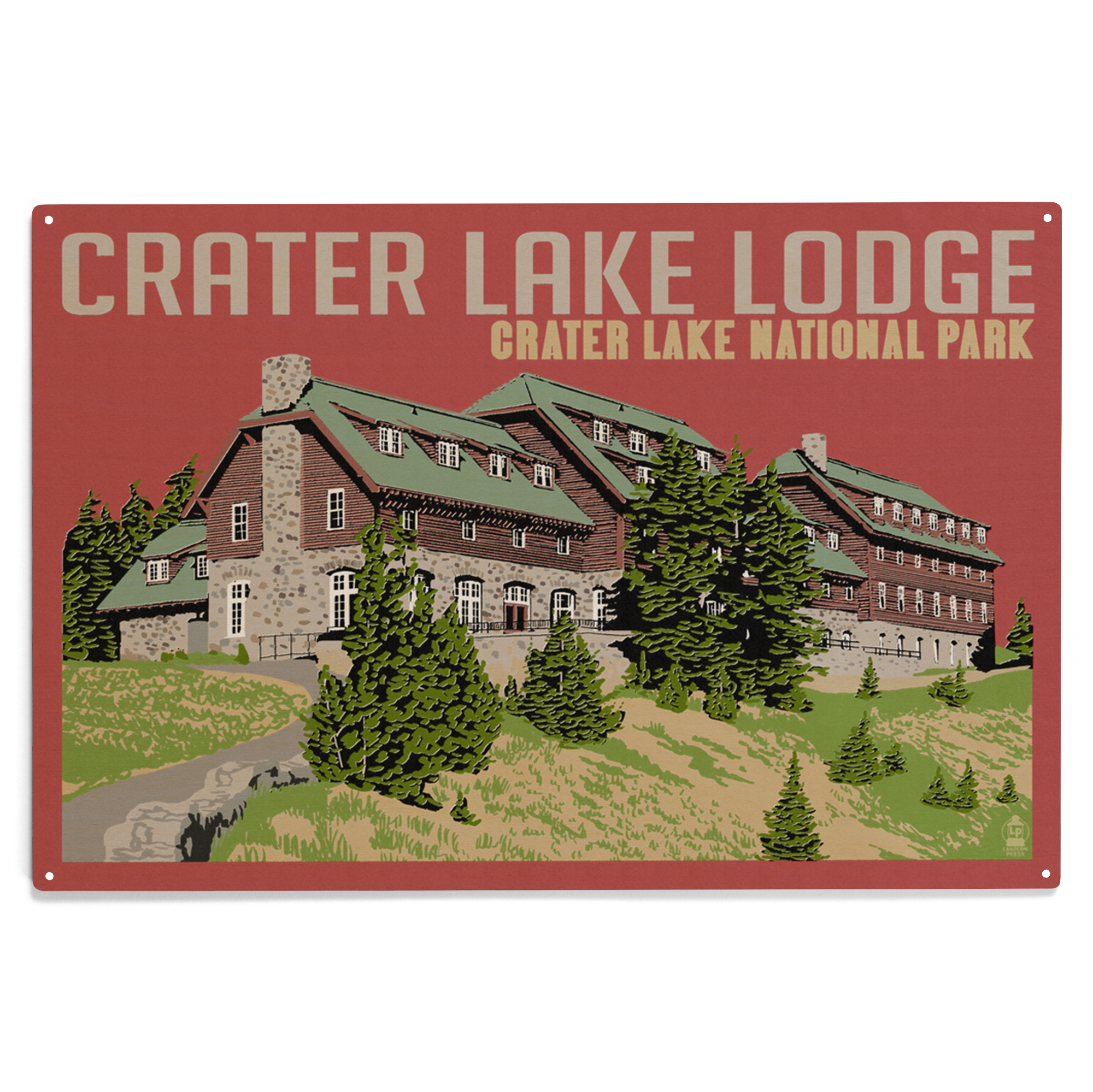 Crater Lake National Park, Oregon, Lodge Letterpress Birch Wood Wall ...