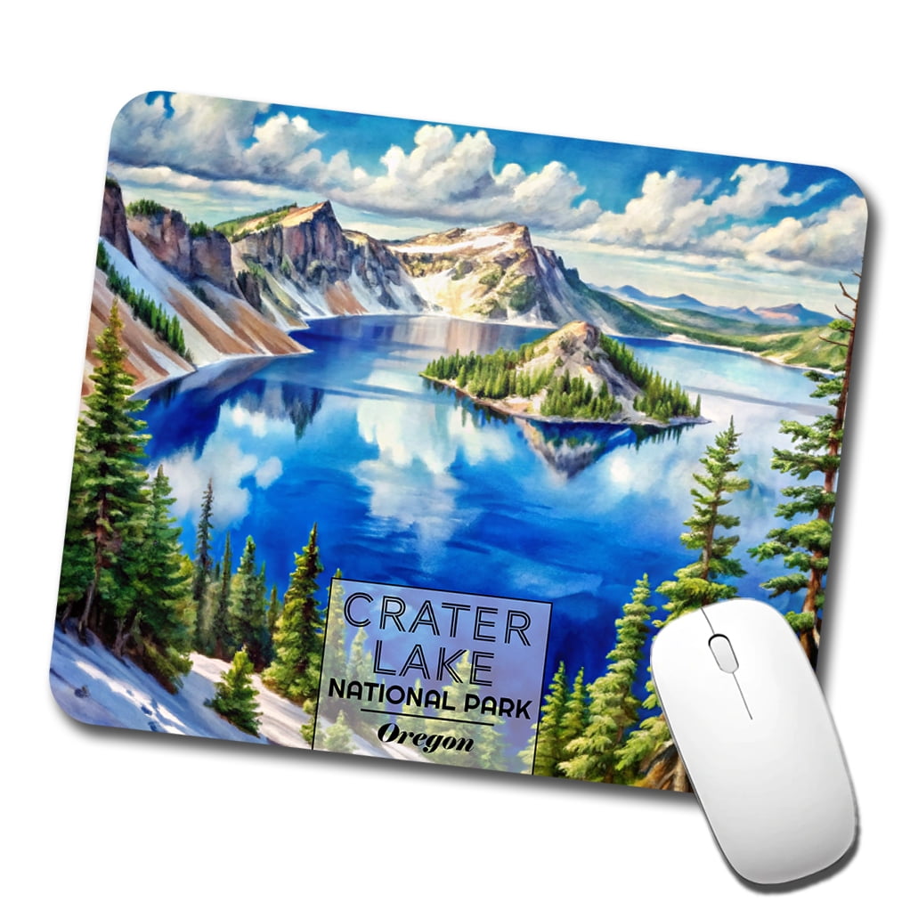 Crater Lake National Park Oregon Watercolor Mouse Pad Low Profile ...