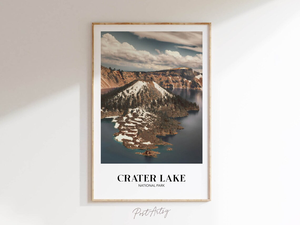 Crater Lake National Park Poster Rustic National Park Print Country ...