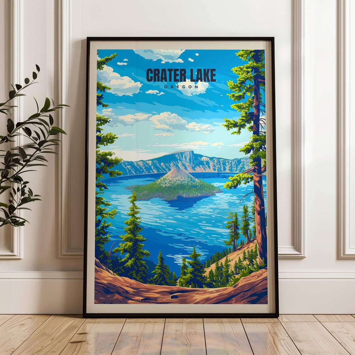 Crater Lake National Park Travel Poster, Oregon Wall Art Print ...