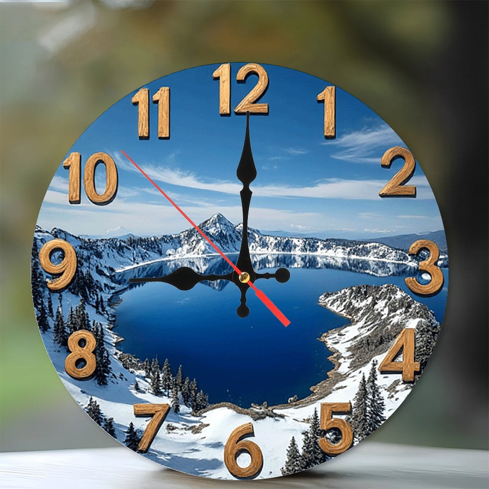 Crater Lake National Park Wall Clock Wooden Number 10-Inch Silent ...