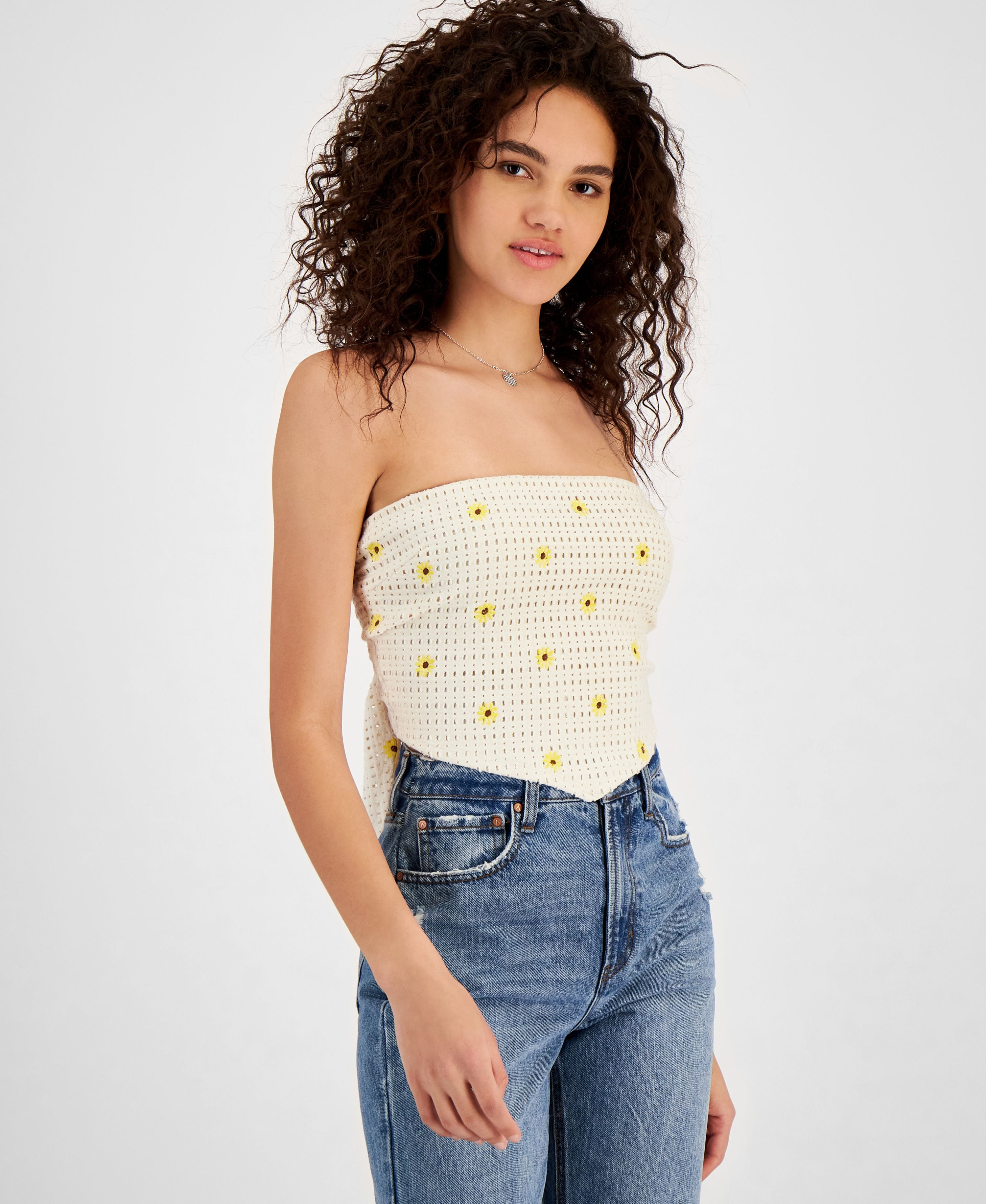 Crave Fame Juniors' Handkerchief-Hem Tube Top Natural Combo M - Walmart.com