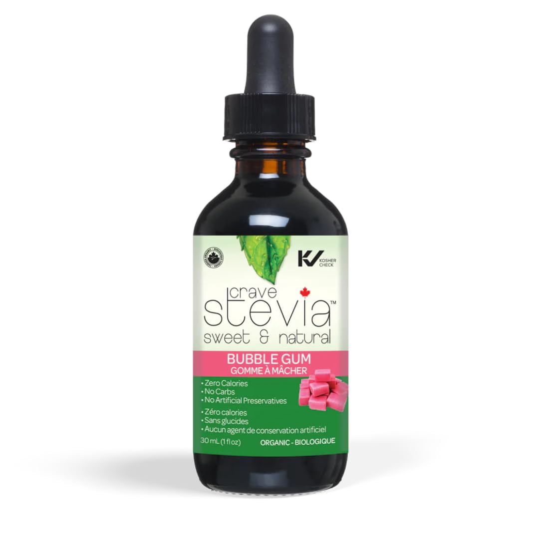 CraveStevia Organic Liquid Stevia Sweetener Drops, Bubble Gum Flavor, 1 ...