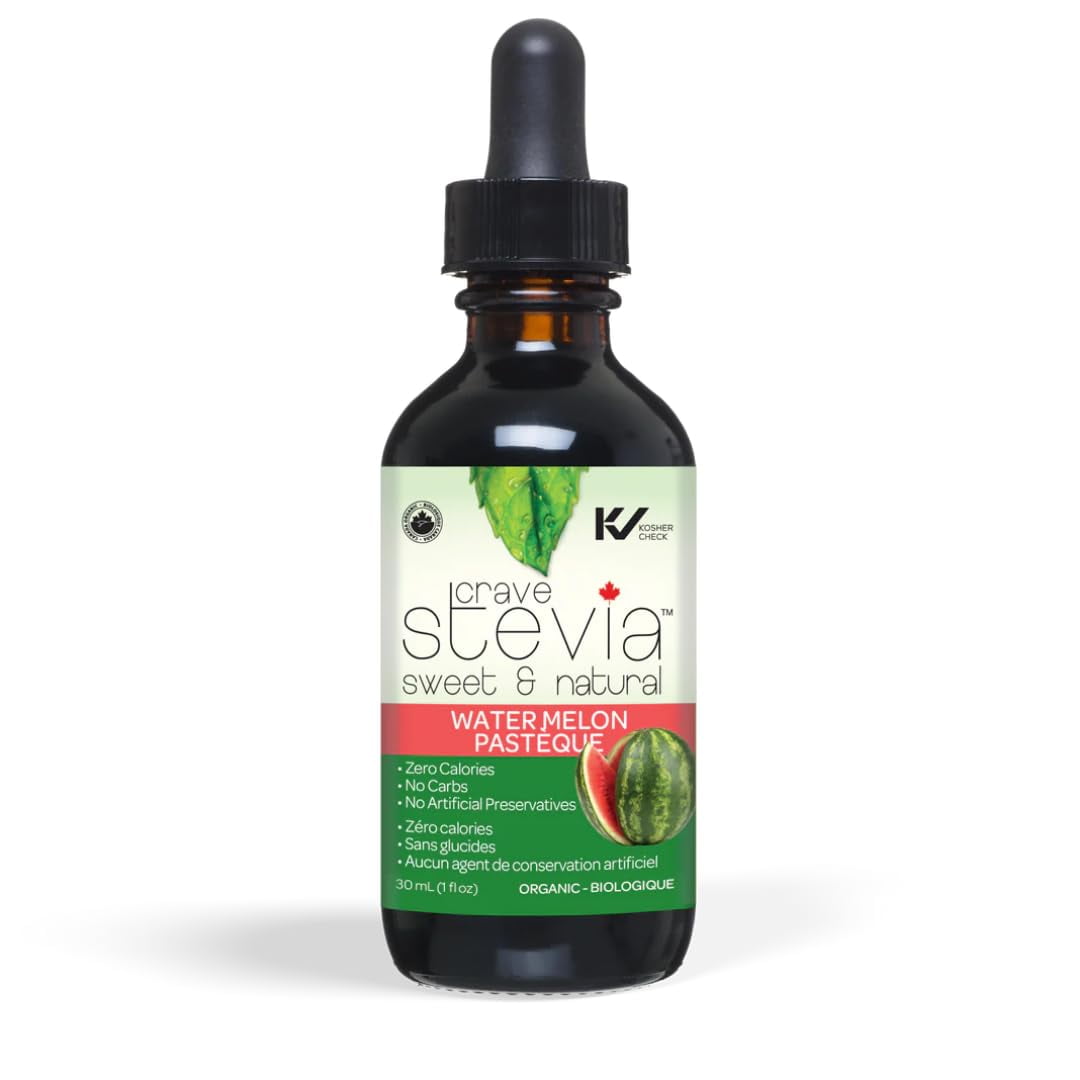 CraveStevia Organic Liquid Stevia Sweetener Drops, Watermelon Flavor, 1 ...