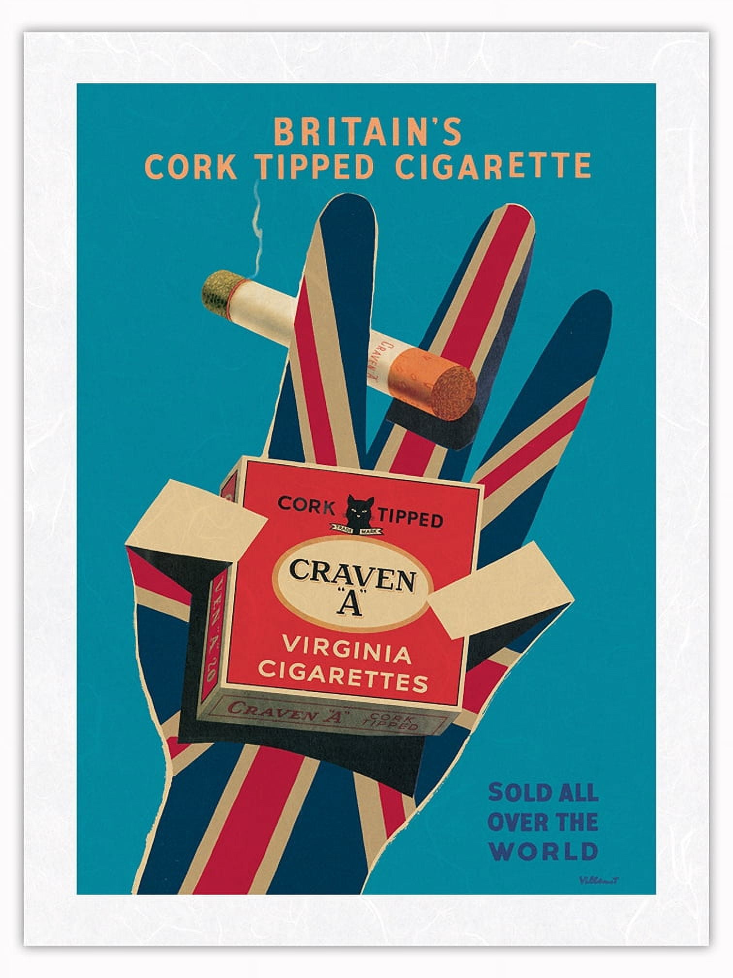 Craven “A” Virginia Cork Tipped Cigarettes - Vintage Advertising Poster ...
