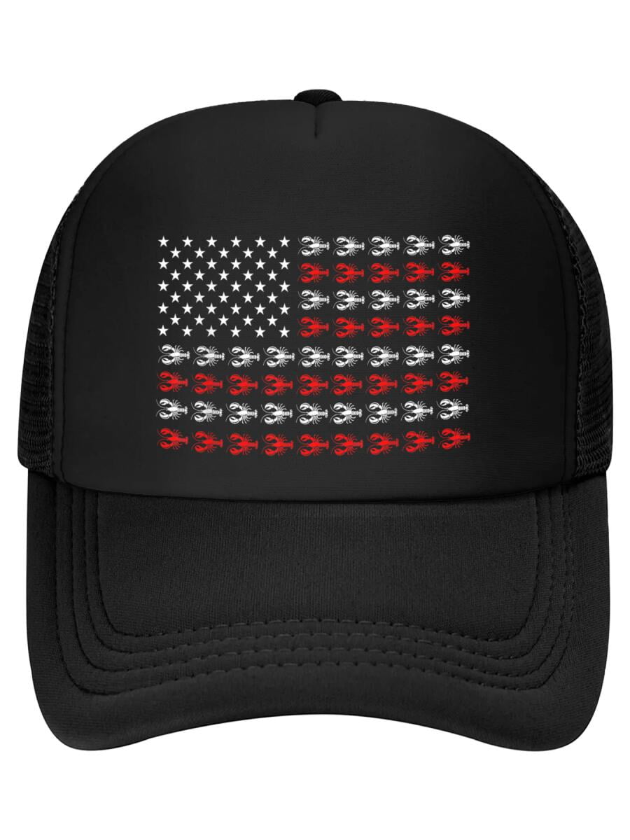 Crawfish American Flag Patriotic Seafood Lobster Festival Baseball Cap ...