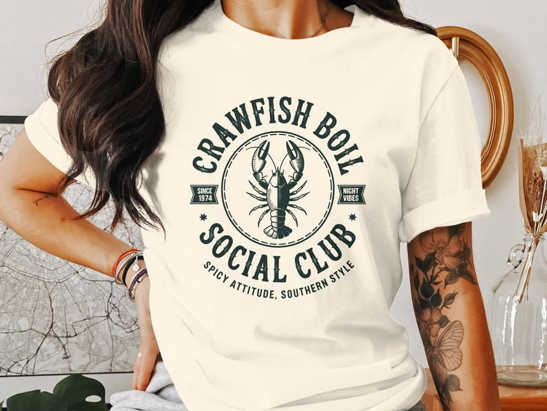 Crawfish Boil T-Shirts, Crawdad Social Club, Spicy Southern Style ...