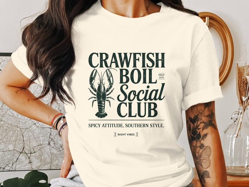 Crawfish Boil T-Shirts, Crawdad Social Club, Summer Apparel, Spicy ...