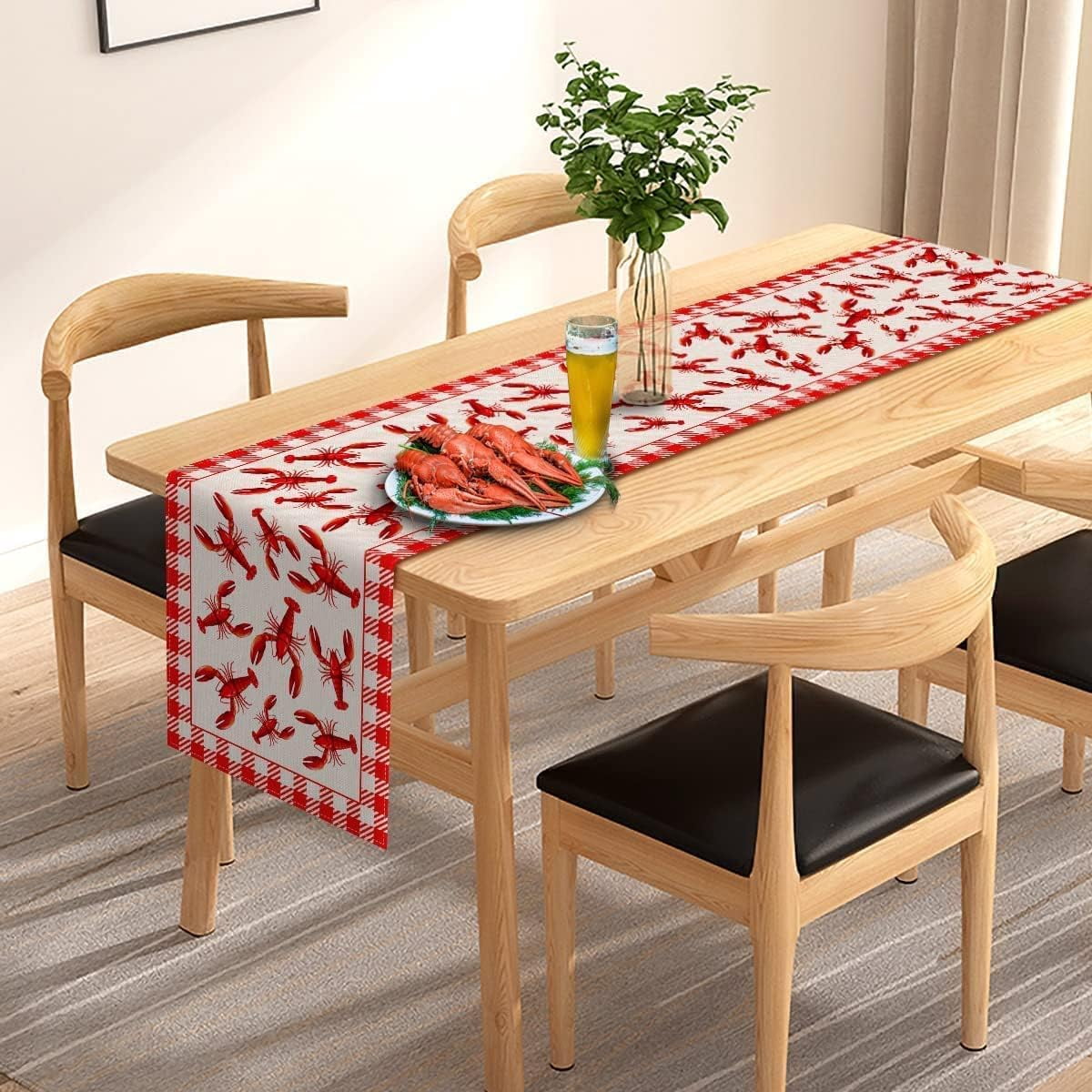 Crawfish Boil Table Runner Lobster Seafood Boil Themed Buffalo Plaid ...