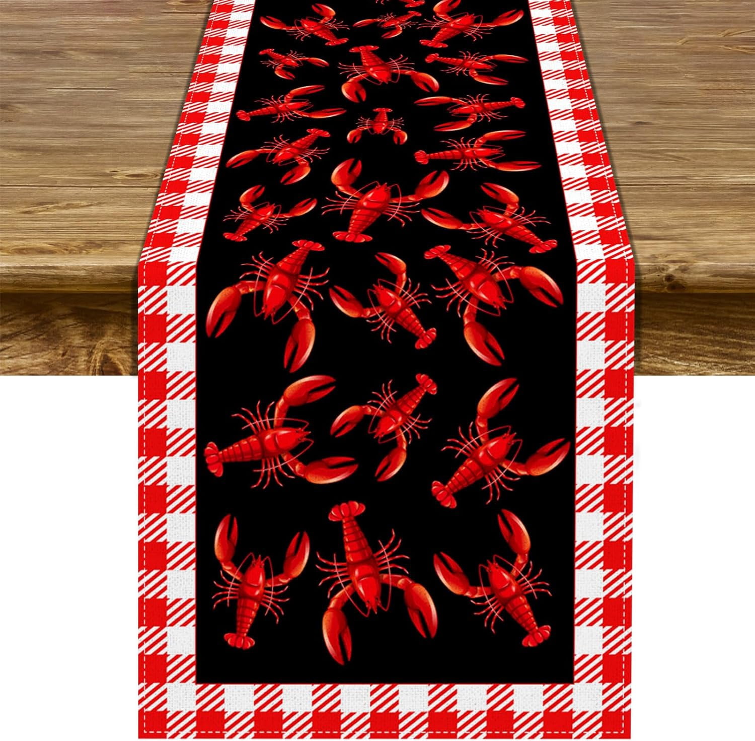 Crawfish Boil Table Runner Lobster Seafood Boil Themed Buffalo Plaid ...