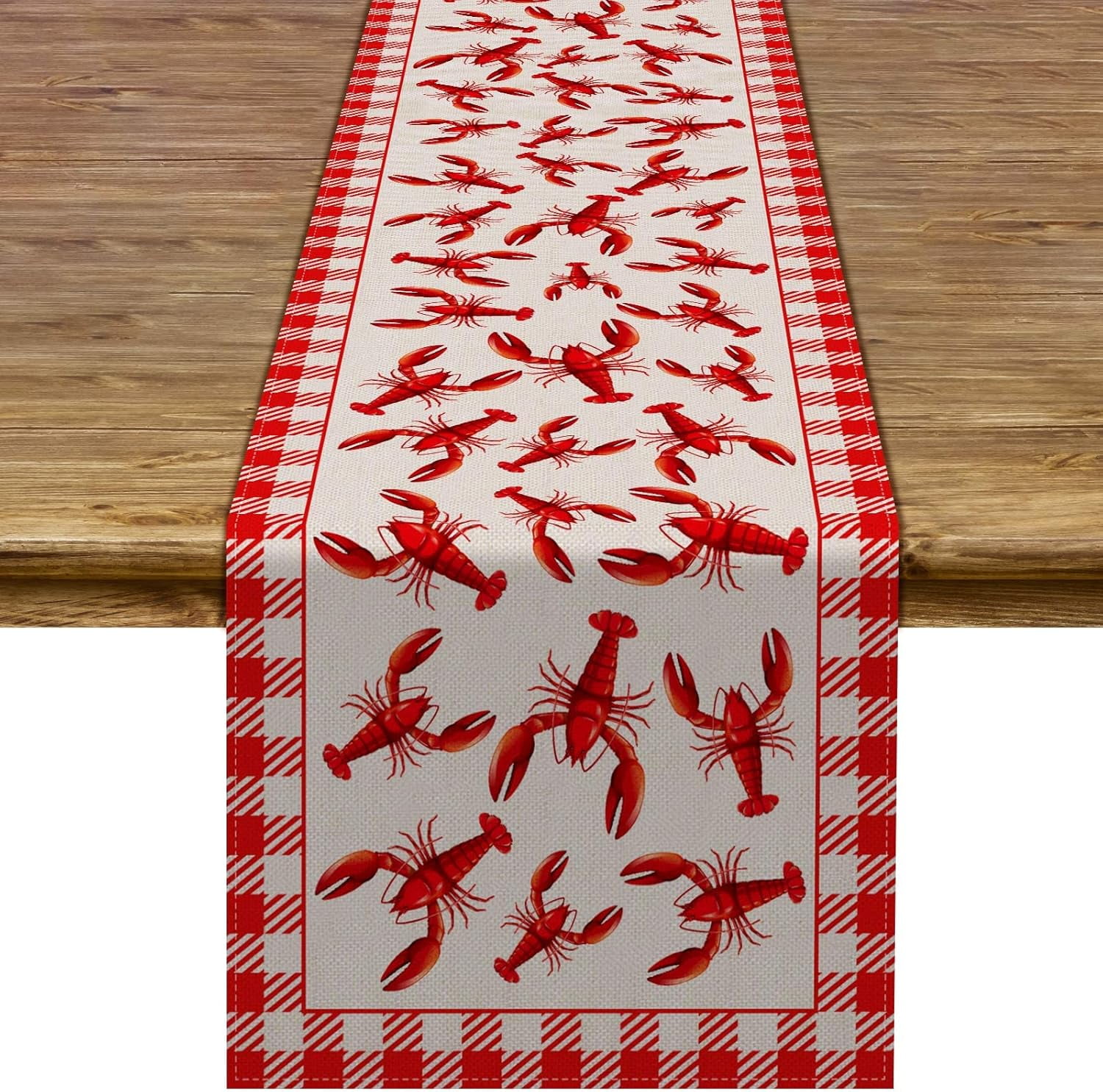 Crawfish Boil Table Runner Lobster Seafood Boil Themed Buffalo Plaid ...