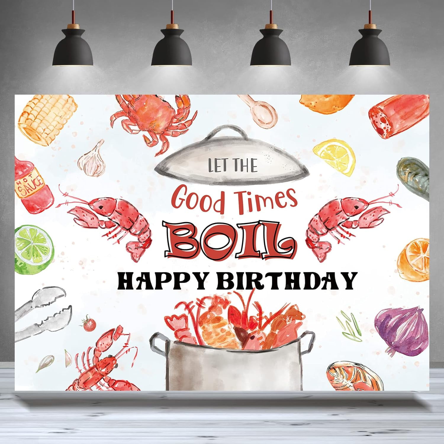 Crawfish Boil Themed Backdrop Happy Birthday Let The Good Times ...