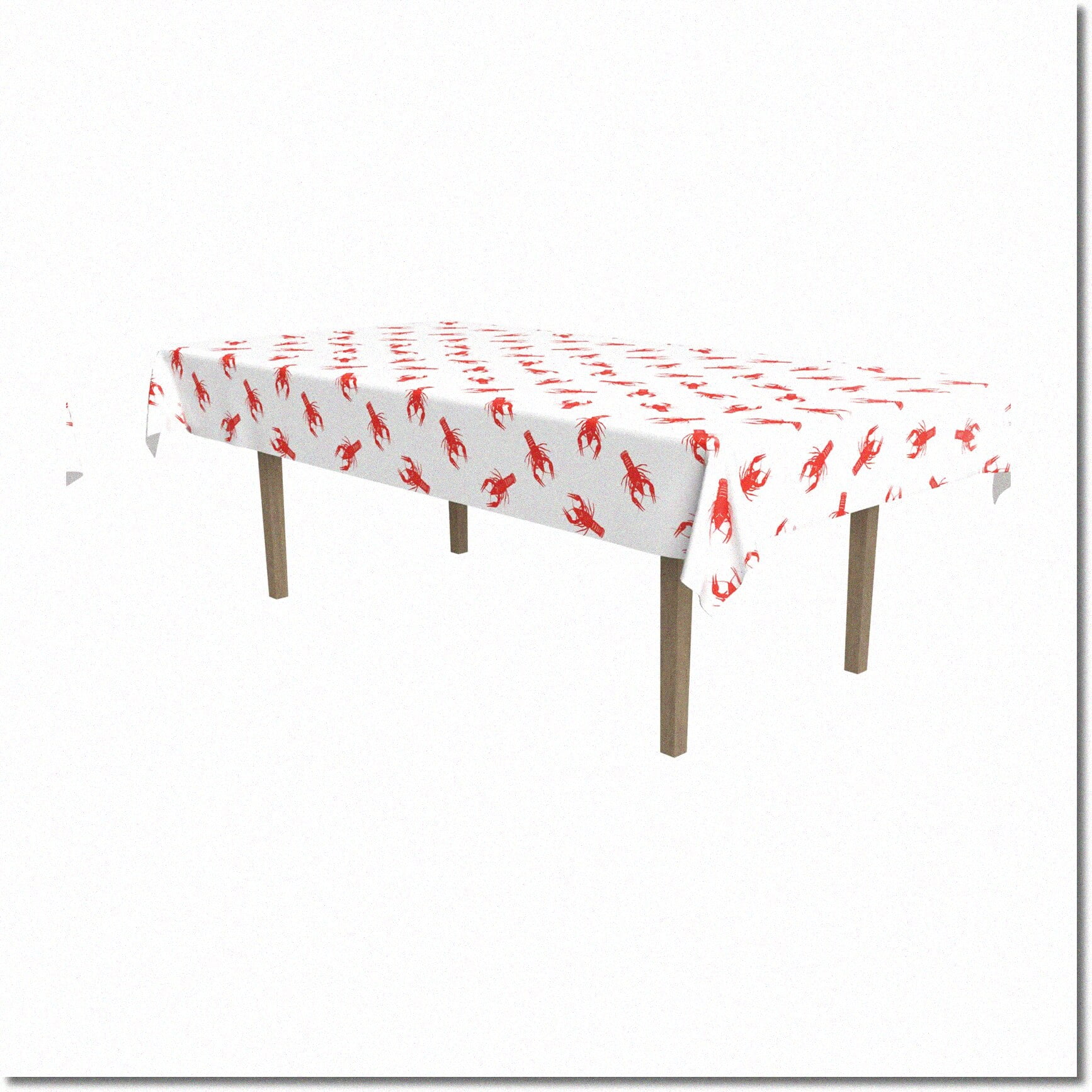 Crawfish Fiesta Tablecover - Vibrant Red & White Plastic Cloth ...