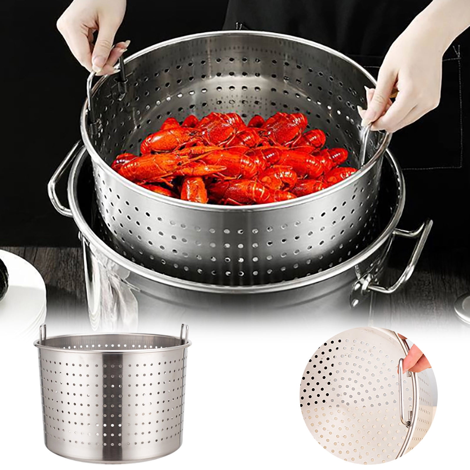 Crawfish Seafood Boil Pot Stainless Steel Steamer Basket Strainer ...