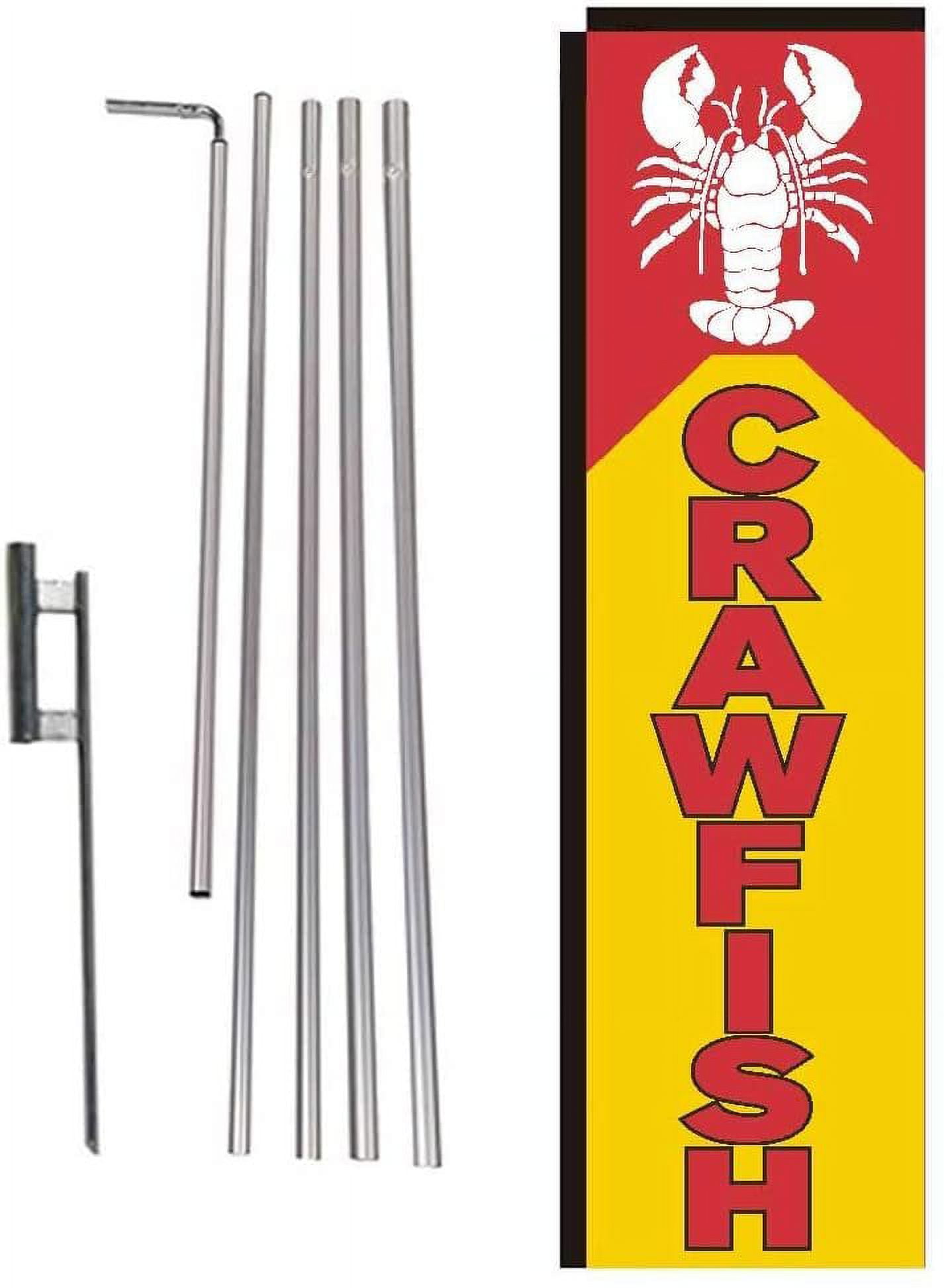 Crawfish Seafood Rectangle Feather Banner Flag Sign with Pole Kit and ...