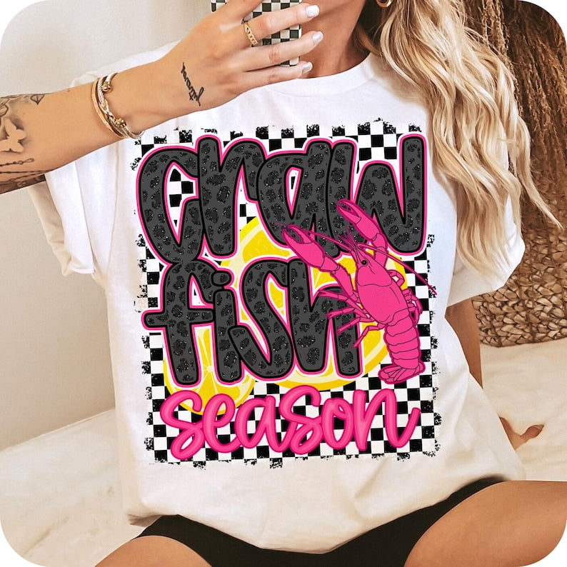 Crawfish Season T-Shirt, Preppy Crawfish Graphic Tee, Southern Crawfish ...