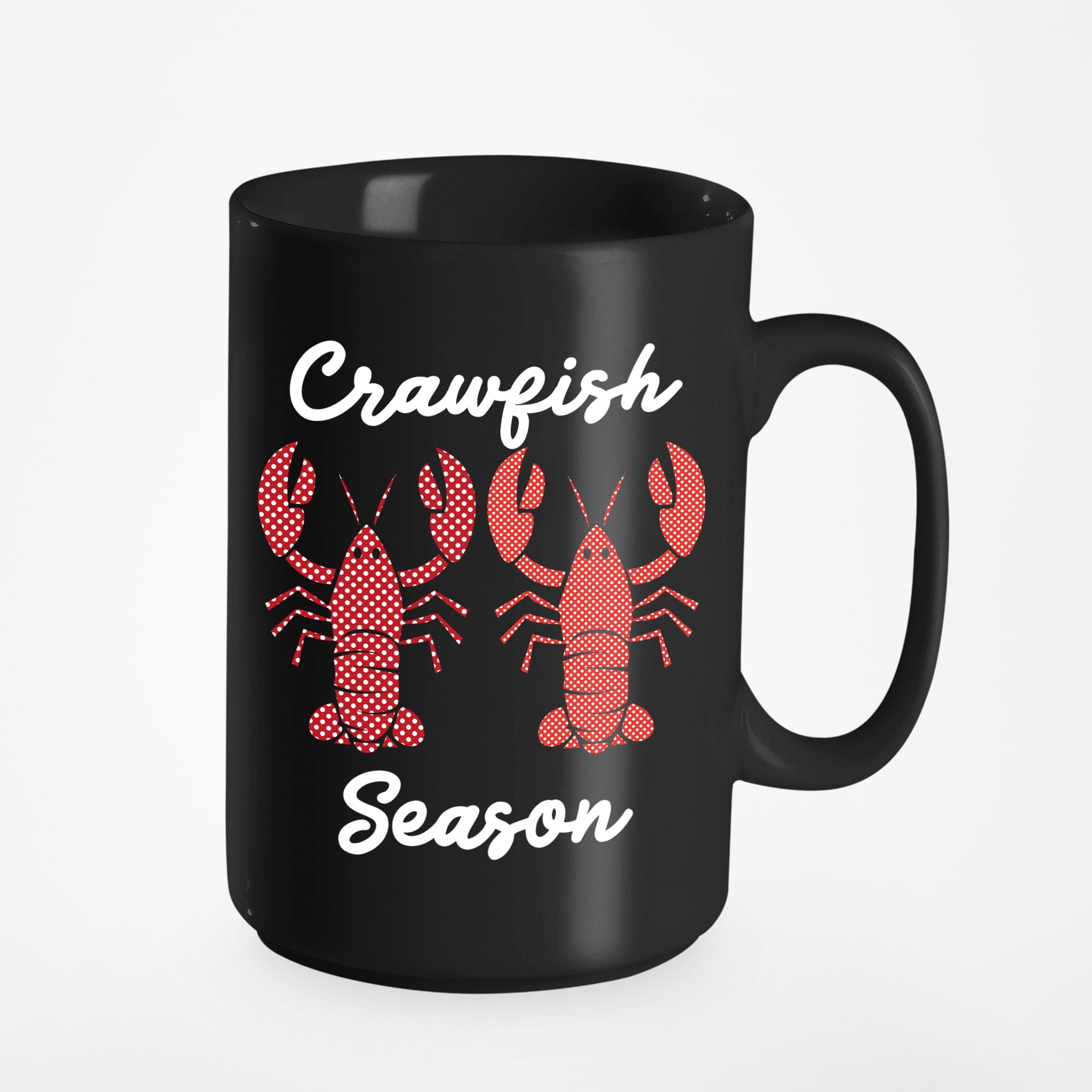 Crawfish Season feat. Crayfish or Crawdad Cup, Black 15oz Ceramic Mug ...