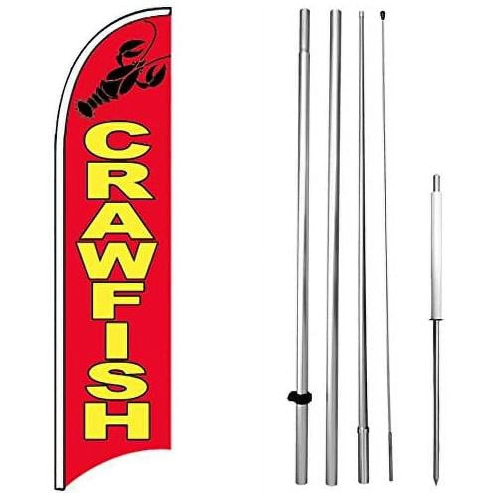 Crawfish Windless Feather Swooper Flag Kit Banner 15 Ft Tall Sign Rb-H ...