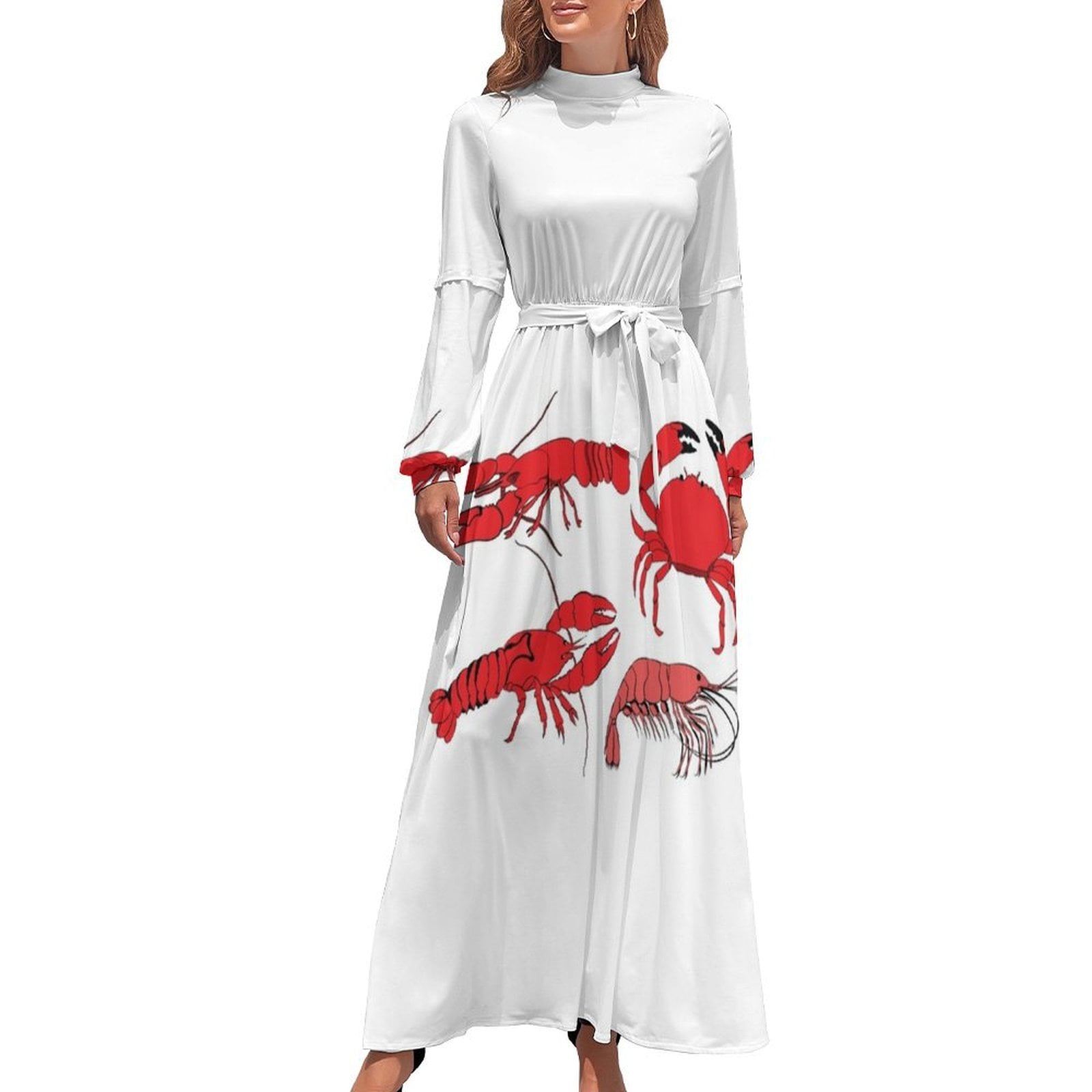 Crawfish crab and shrimp Long Dress women's elegant loose dresses ...