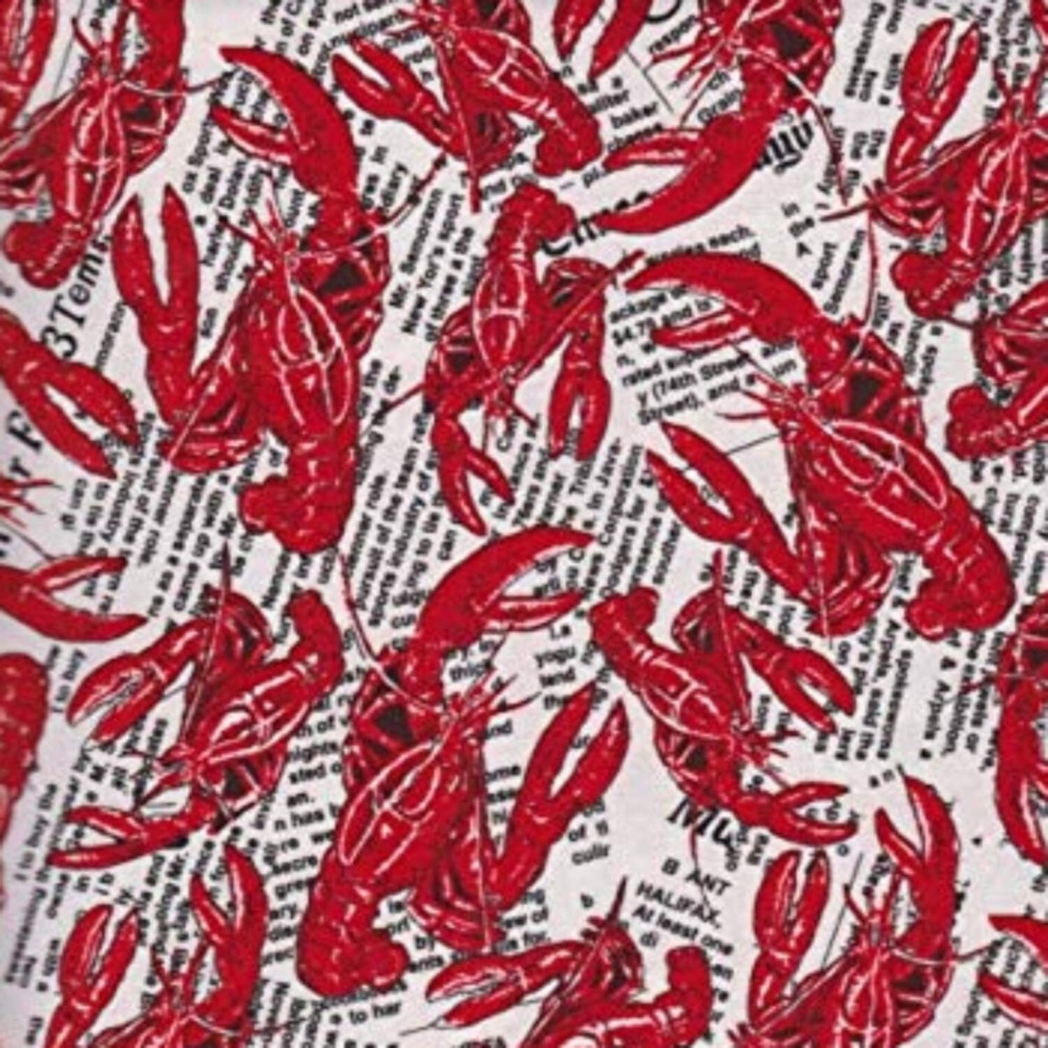 100% Cotton Yard Print Quilting Fabric - Crawfish on Newspaper Design ...